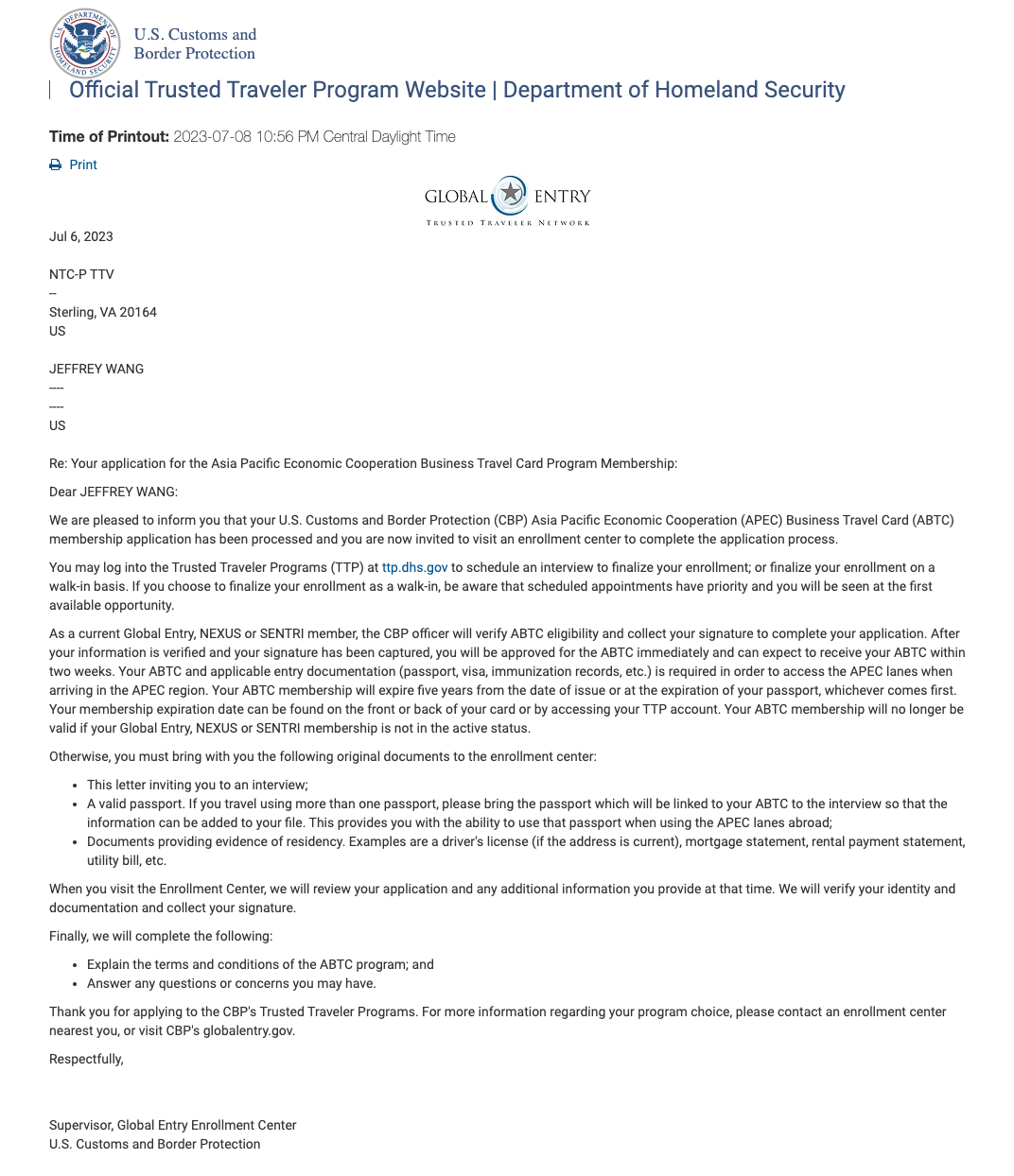 My experience getting an APEC Business Travel Card (ABTC) as a U.S ...