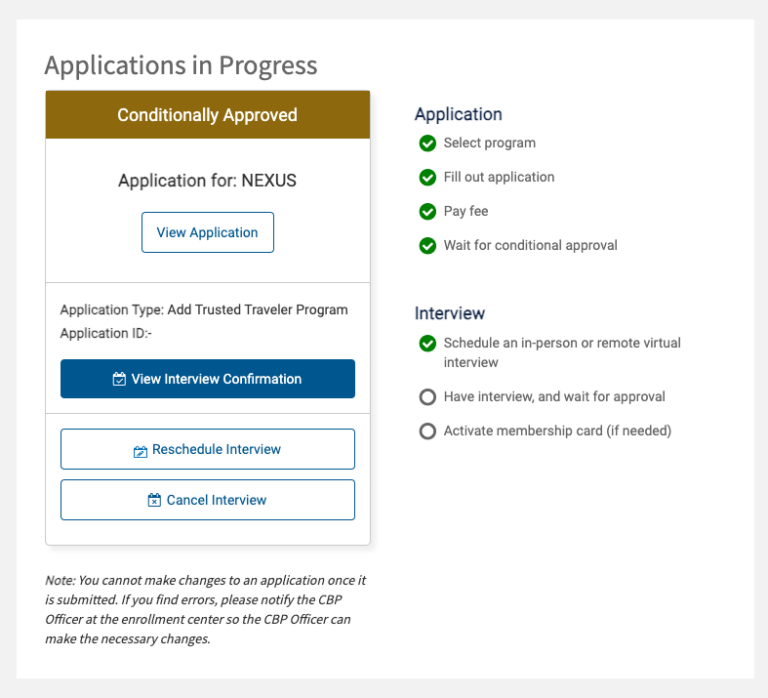 NEXUS conditional approval after 15 months - Upgraded to Economy